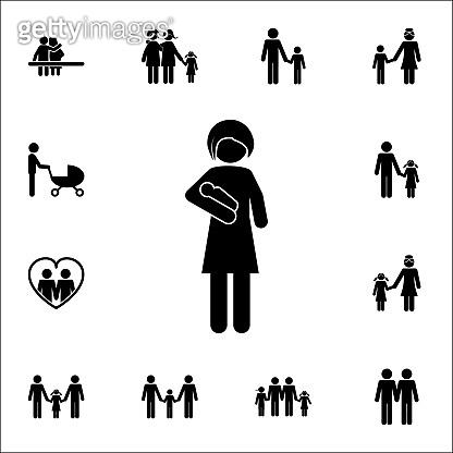 mother with a baby in her arms icon. Detailed set of Family icons ...