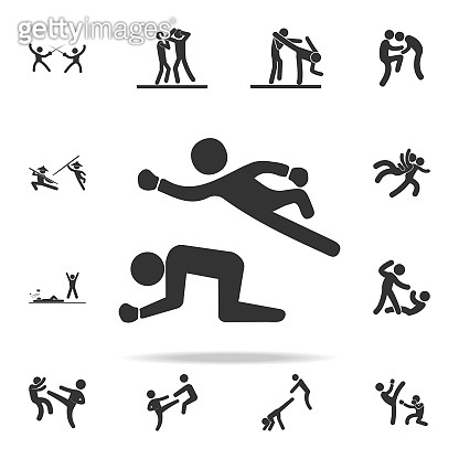 fight in wrestling icon. Set of Cfight and sparring element icons ...