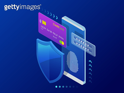 Isometric personal data protection web banner concept. Cyber security ...