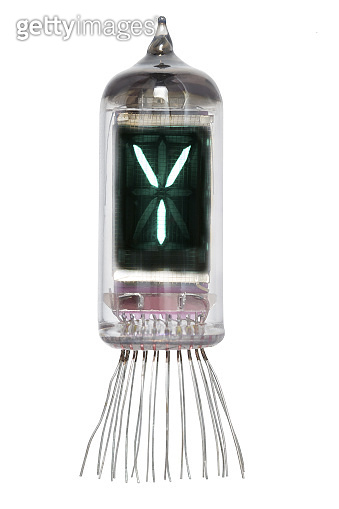 The real Nixie tube indicator of the alphabet of retro style, isolated ...