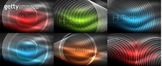 Set of neon circular outline rings backgrounds 이미지 (938099966) - 게티이미지뱅크