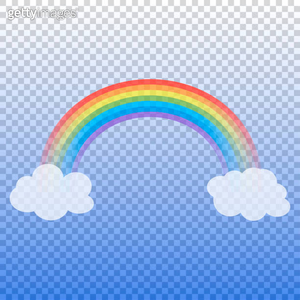 Rainbow with clouds vector illustration on transparent background 이미지 (917734782) - 게티이미지뱅크