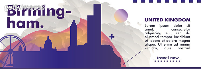 UK United Kingdom Birmingham skyline city gradient vector banner 이미지 ...