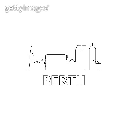 Perth skyline and landmarks silhouette black vector icon. Perth ...