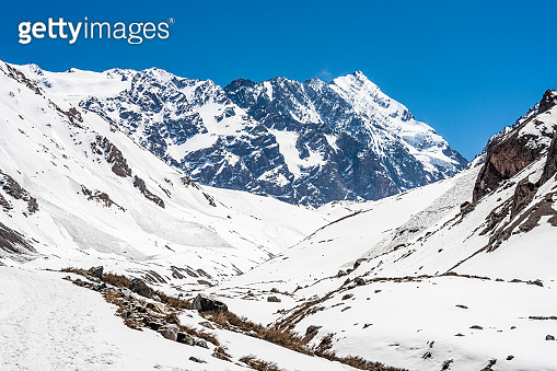 Andes mountains views covered with snow an amazing alpine view of Cerro ...