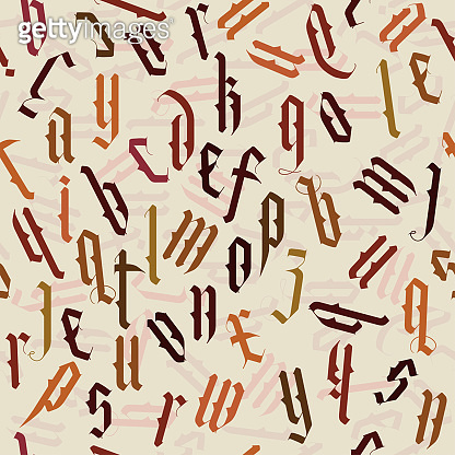 Gothic alphabet lowercase calligraphic letters. Vector (905340268) - 게티 ...