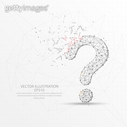 Question mark digitally drawn low poly triangle wire frame. (948465376 ...