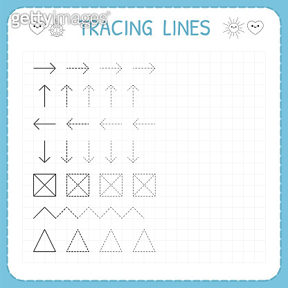Tracing lines. Working pages for children. Preschool or kindergarten ...