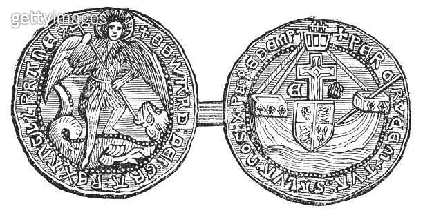 British Gold Angel Coin of King Edward IV (15th Century) 이미지 ...