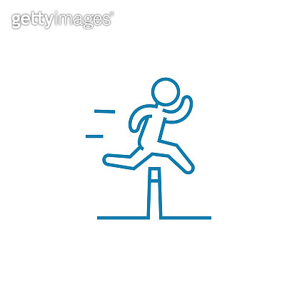 Overcoming obstacles linear icon concept. Overcoming obstacles line ...