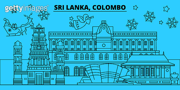 Sri Lanka, Colombo winter holidays skyline. Merry Christmas, Happy New ...