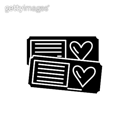 Tickets for two black icon, vector sign on isolated background. Tickets ...