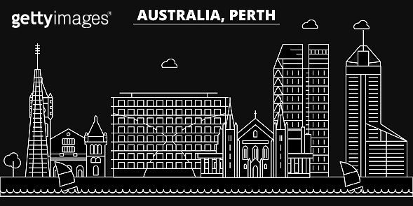 Perth silhouette skyline. Australia - Perth vector city, australian ...