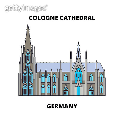 Cologne Cathedral, Germany line icon concept. Cologne Cathedral ...