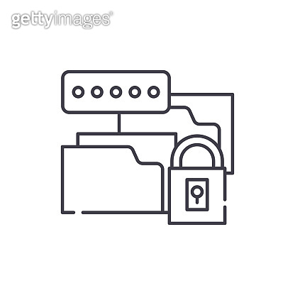 Data encryption line icon concept. Data encryption vector linear illustration, symbol, sign 이미지 ...
