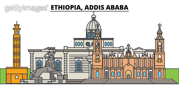 Ethiopia, Addis Ababa. City skyline, architecture, buildings, streets ...
