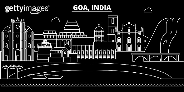 Goa silhouette skyline. India - Goa vector city, indian linear ...