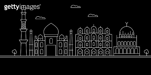 Delhi city silhouette skyline. India - Delhi city vector city, indian ...