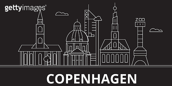 Copenhagen silhouette skyline. Denmark - Copenhagen vector city, danish ...