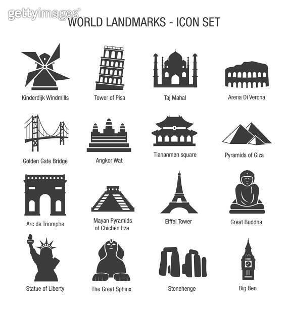 World Landmarks Icon Set 이미지 (1019905950) - 게티이미지뱅크