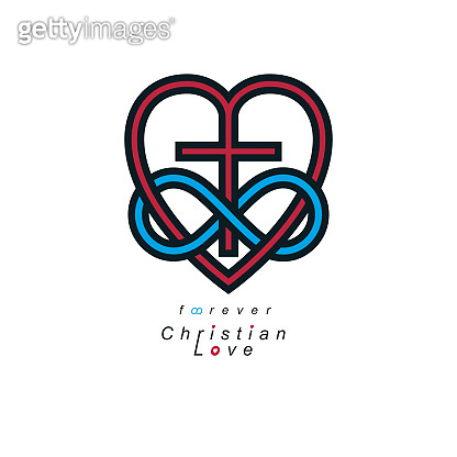 True Infinite Christian Love and Belief in God, vector creative symbol ...