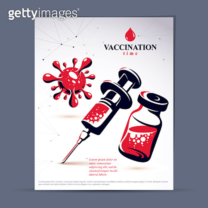 Antivirus vaccination booklet cover design, front page. Vector graphic ...