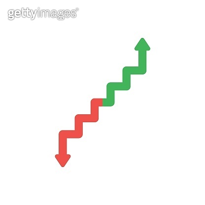 Flat design vector concept of arrow stairs moving up and down ...