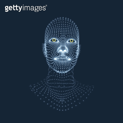 Head of the Person from a 3d Grid. Face Scanning. View of Human Head ...