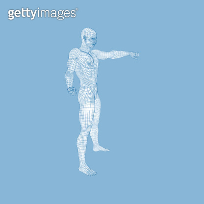 Man Pointing his Finger. 3D Model of Man. Geometric Design. Vector ...