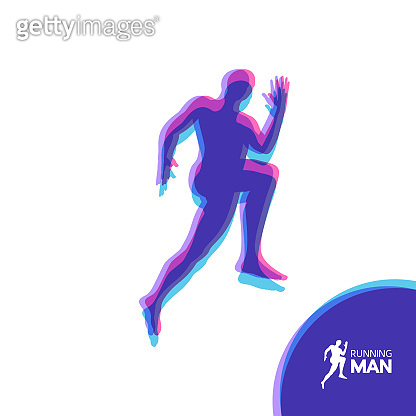 Silhouette of a running man. Design for Sport. Emblem for marathon and ...