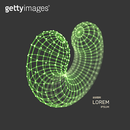 3d vector wireframe object. Illustration with connected lines and dots ...