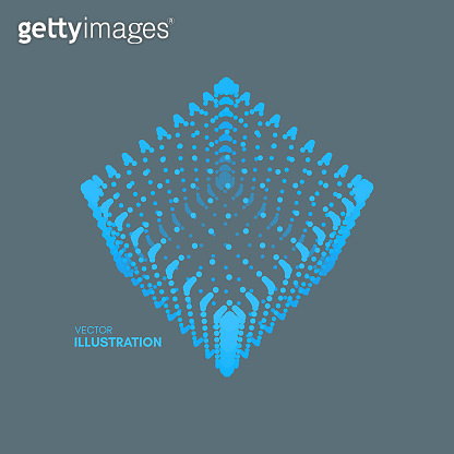 Cube consisting of points. Connection structure. 3d grid design. Vector ...