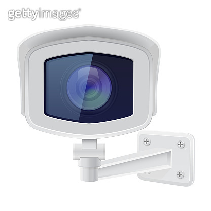 CCTV security camera. Front view. White surveillance system (1014702966 ...