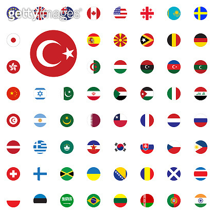 Turkey round flag icon. Round World Flags Vector illustration Icons Set ...