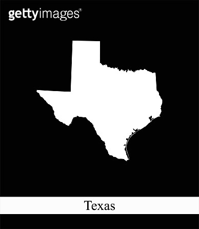 Texas state of USA map vector outline illustration black and white ...