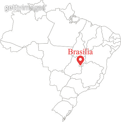 Blank outline map of Brazil with state boundaries vector illustration ...