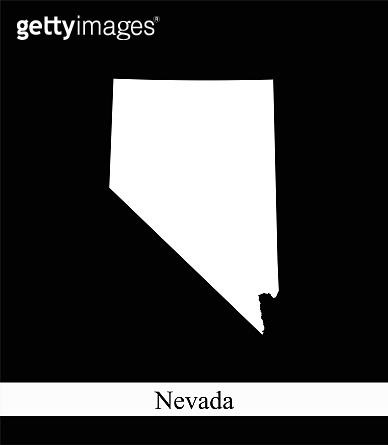 Nevada state of USA map vector outline illustration black and white ...