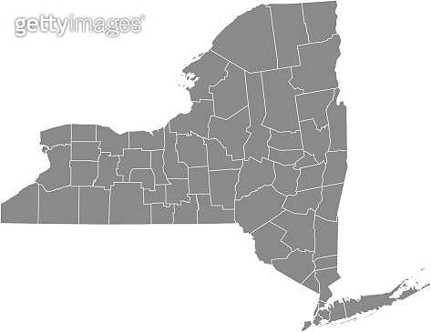 New York county map vector outline gray background. Map of New York ...