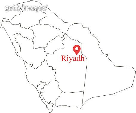 Blank outline map of Saudi Arabia with province borders vector ...