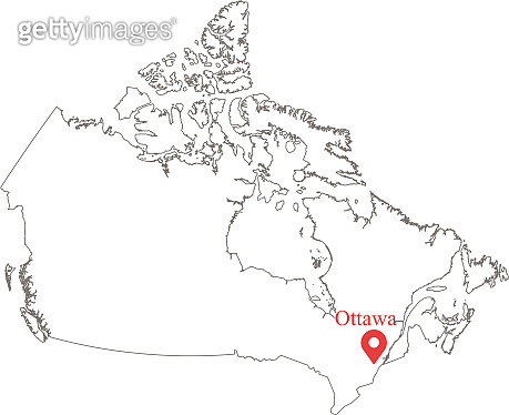 Blank outline map of Canada border vector illustration and capital ...