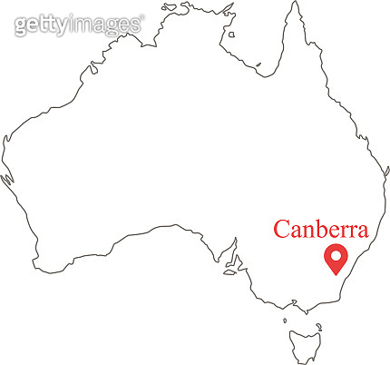 Blank outline map of Australia border vector illustration and capital ...