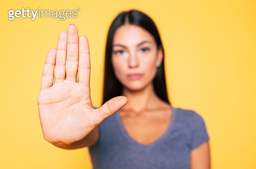 Stop sign, palm, hand on camera, symbol - don't move. 이미지 (1029231450 ...