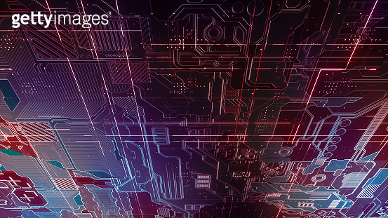 Digital Electronic Circuit Board Abstract Structure Of Many Glowing Lines And Geometric