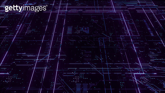 Digital Electronic Circuit Board Abstract Structure Of Many Glowing Lines And Geometric