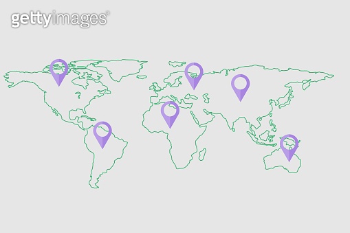 World map check in and pin checking mark, Vector, Illustration 이미지 ...