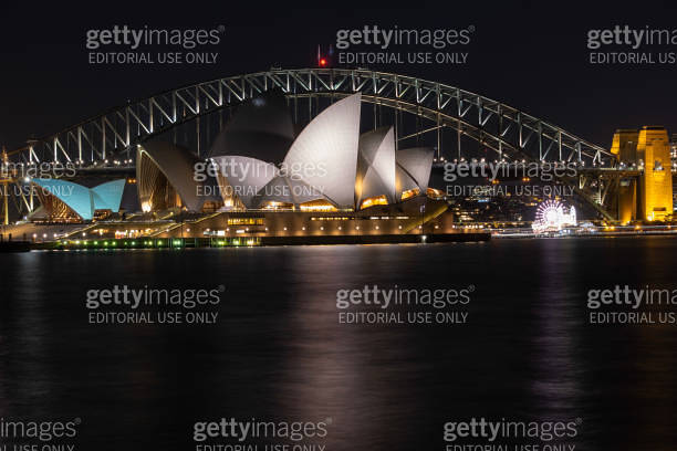 Sydney, Australia Harbour Bridge and Sydney Opera House shot from mrs ...