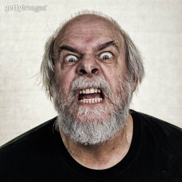 Furious Disturbed Senior Adult Man Staring Ominously 이미지 (1039281122 ...