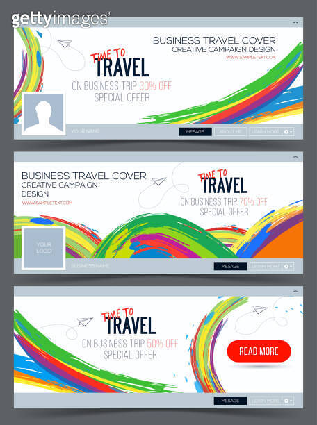 Time to Travel. Colorful vector Web Banner, Header Layout Template ...