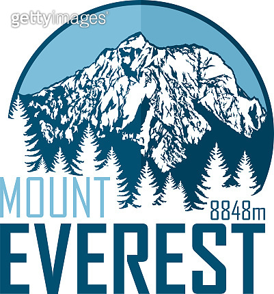 Vector Everest mountain . Emblem with highest peack in world ...