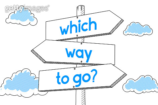 Which way to go - signpost, white background 이미지 (923859272) - 게티이미지뱅크
